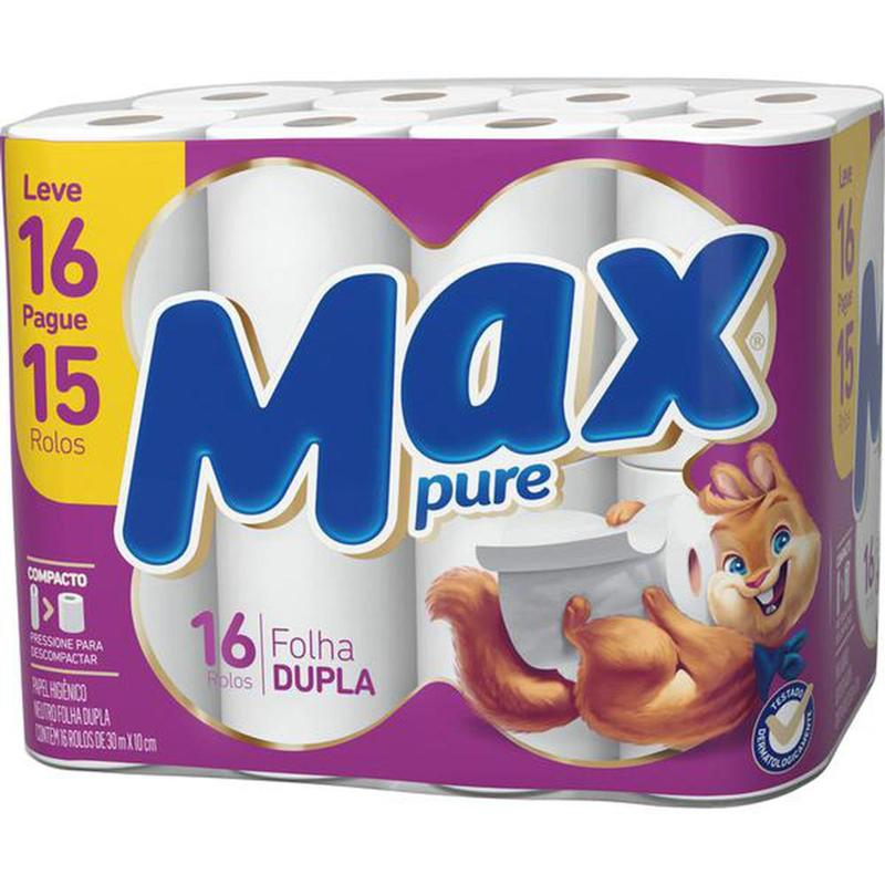 Papel Higiênico max folha dupla leve 16 pague 15 30m (kit c/2un ...