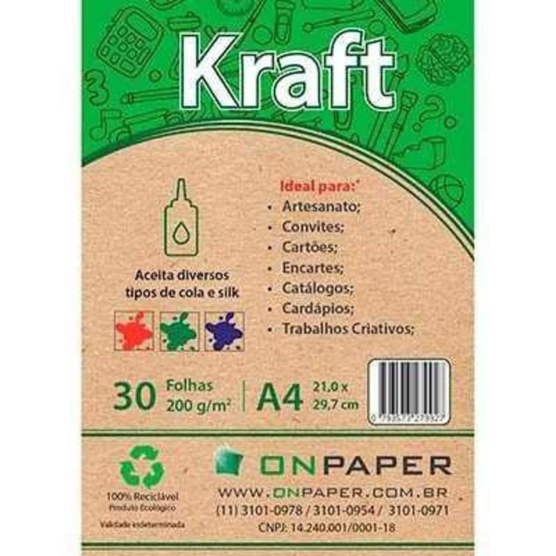 Papel Kraft A4 200g Paper 30 Folhas - On Paper - Papel Kraft - Magazine ...