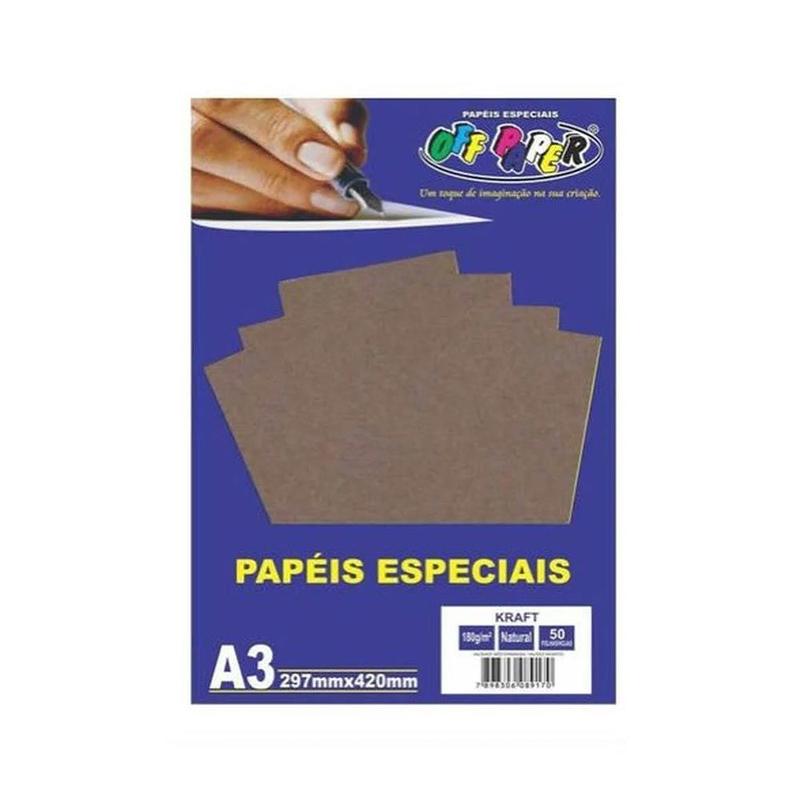 Papel Kraft Natural A3 180g 50 Folhas Off Paper - Papel Kraft ...
