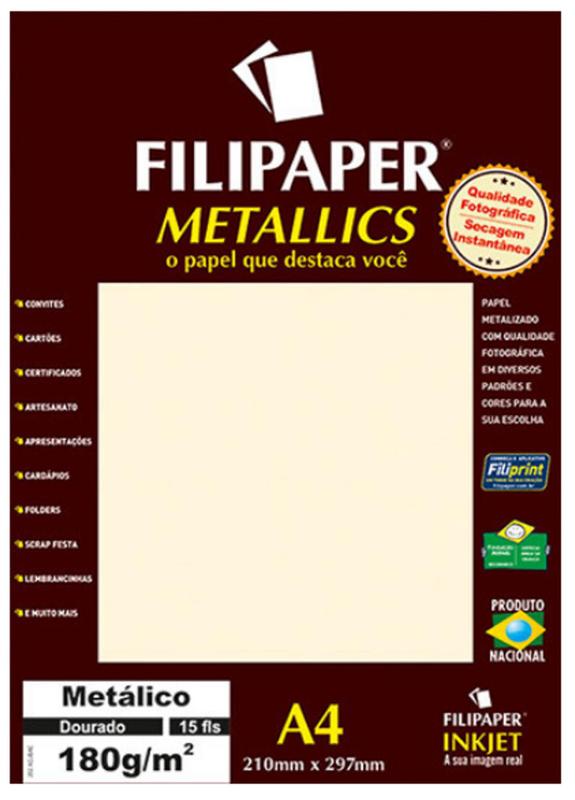 PAPEL METALICO A4 180g - Filiperson - Papéis - Magazine Luiza