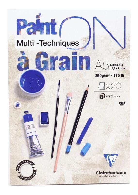 Papel Multi Técnicas Desenho Liso Paint On A5 250g - Clairefontaine ...