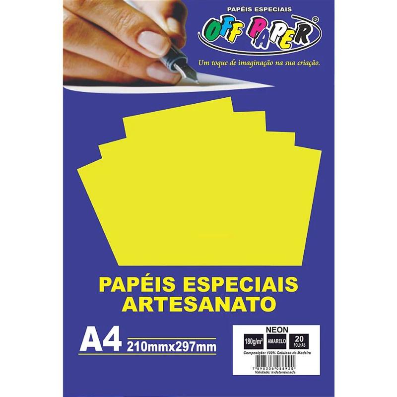 Papel neon a4 180g com 20 folhas amarelo off paper - Papéis - Magazine ...