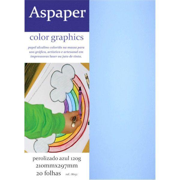 Papel Perolizado Azul A4 120g 20 folhas Aspaper - Papéis - Magazine Luiza