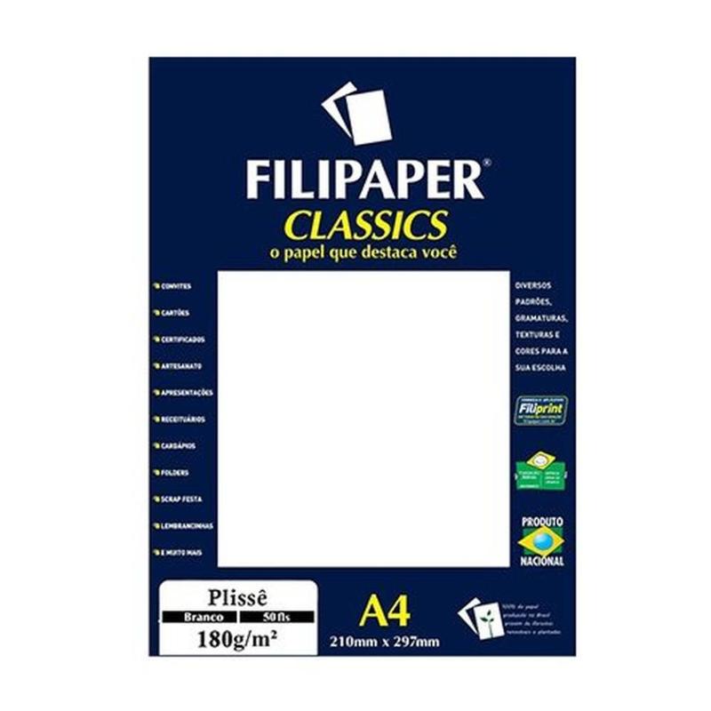Papel Plissê A4 Filipaper Classics 180G 50 Folhas Branco - Papéis ...