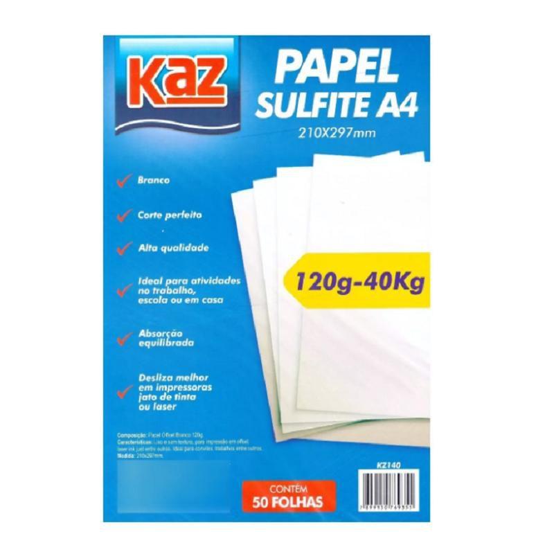 Papel Sulfite A4 Branco 120g 40kg C/50fls - Kaz - Papel Sulfite ...