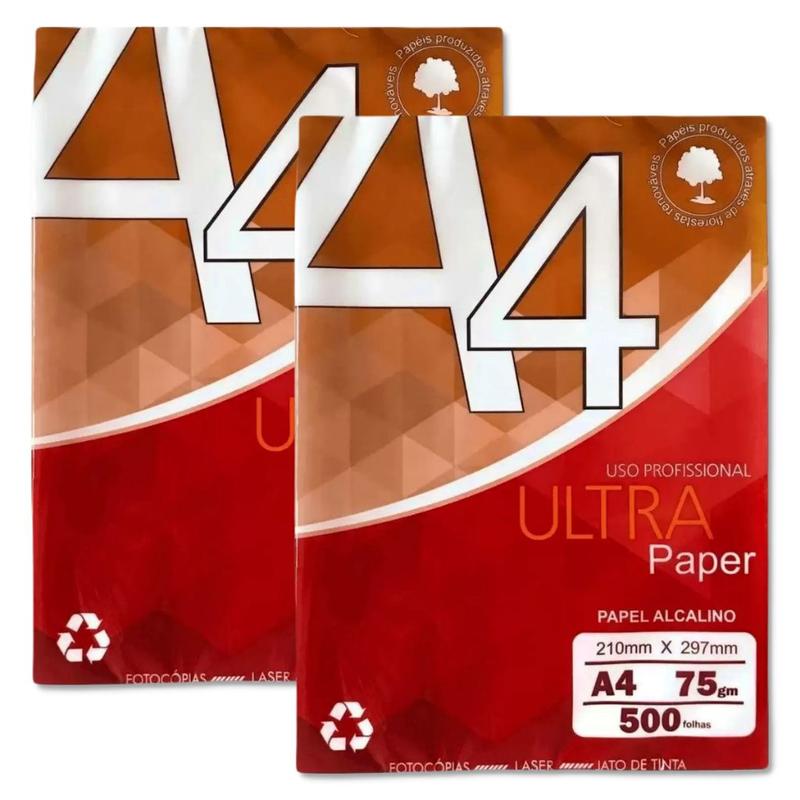 Papel sulfite Branco A4 75g 210mm x 297mm Ultra Paper pacotes com 500 ...