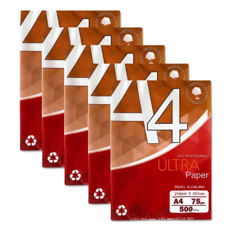 Papel sulfite Branco A4 75g 210mm x 297mm Ultra Paper pacotes com 500 ...