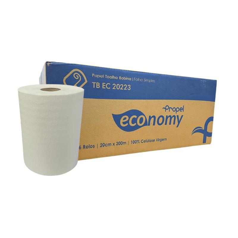 Papel Toalha bobina 100% celulose Economy Propel com 6 rolos de 200 ...