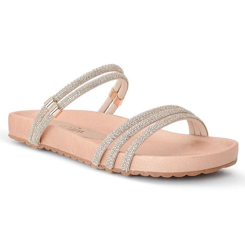 Papete Feminina Rasteira Pedraria Strass Moderna Estilo - Tudo Me ...