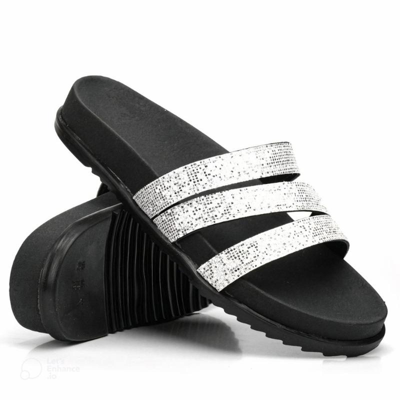 Papete Feminina Rasteirinha Strass Sandália Glitter Moda Tendência Leve ...