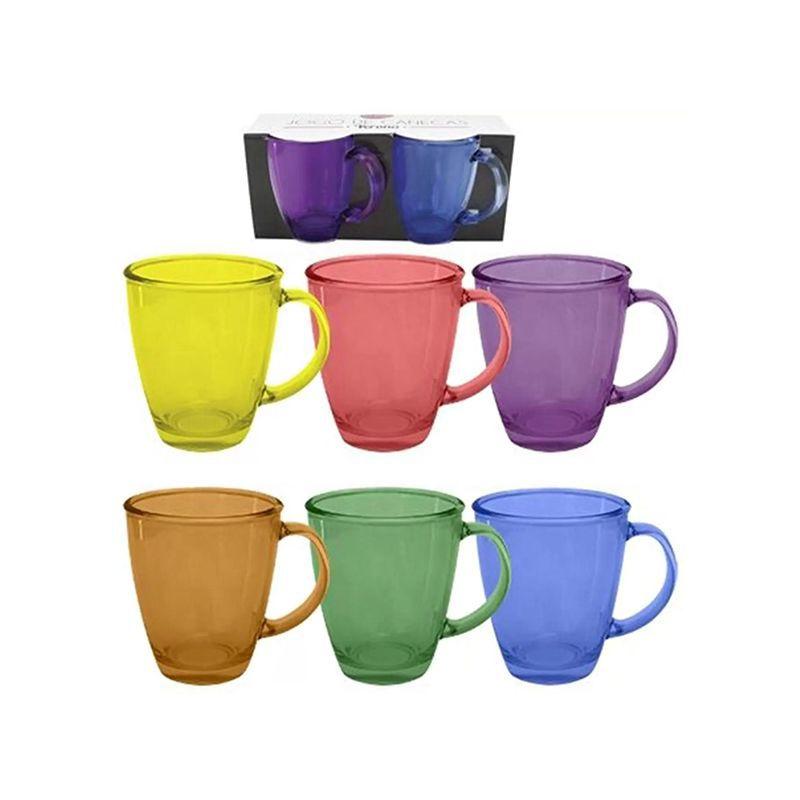 Par 2 Xícaras Café Chá Vidro Verona Color 350ml Multiuso - CLINK ...
