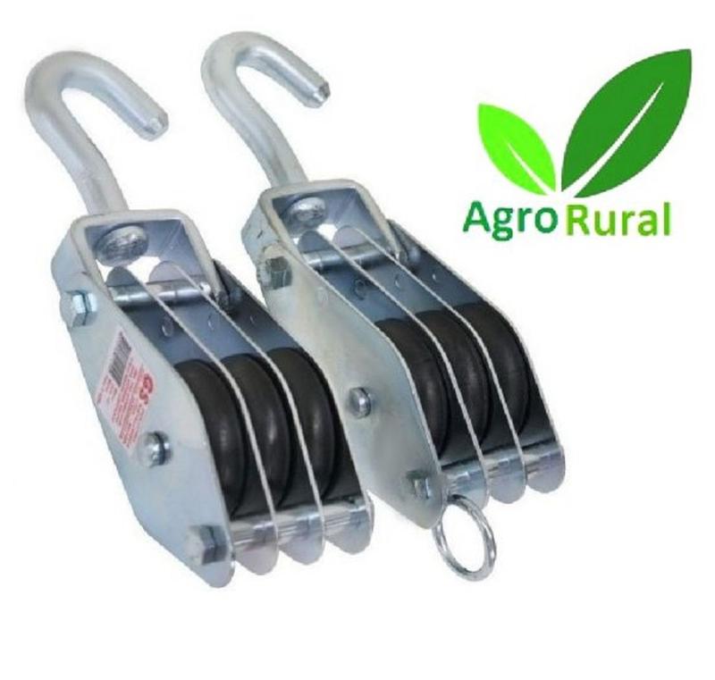 Par De Cadernal Moitão Talha Manual 3 Roldanas 800kg - GS - Moitão ...
