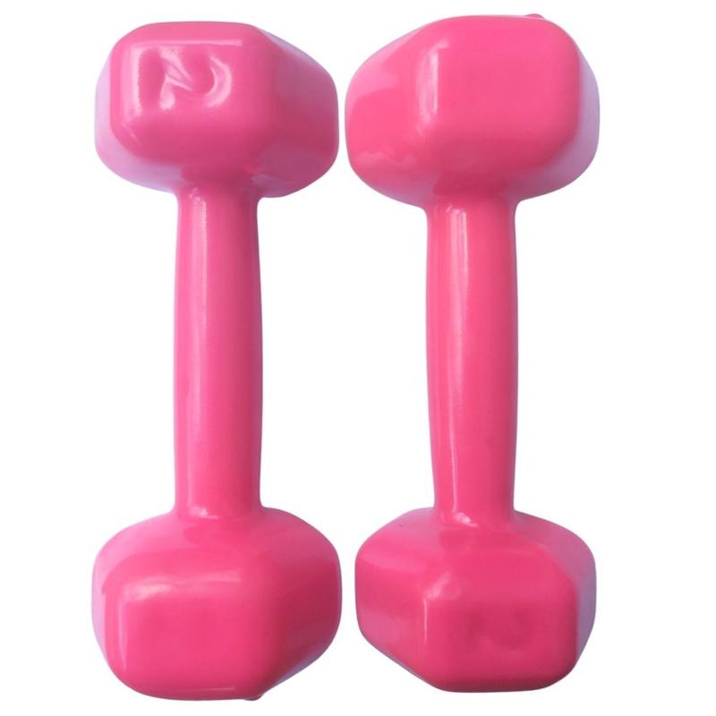 Par de Halter Emborrachado 2 kg Rosa - Par Halteres Rosa 2 kg Sextavado ...