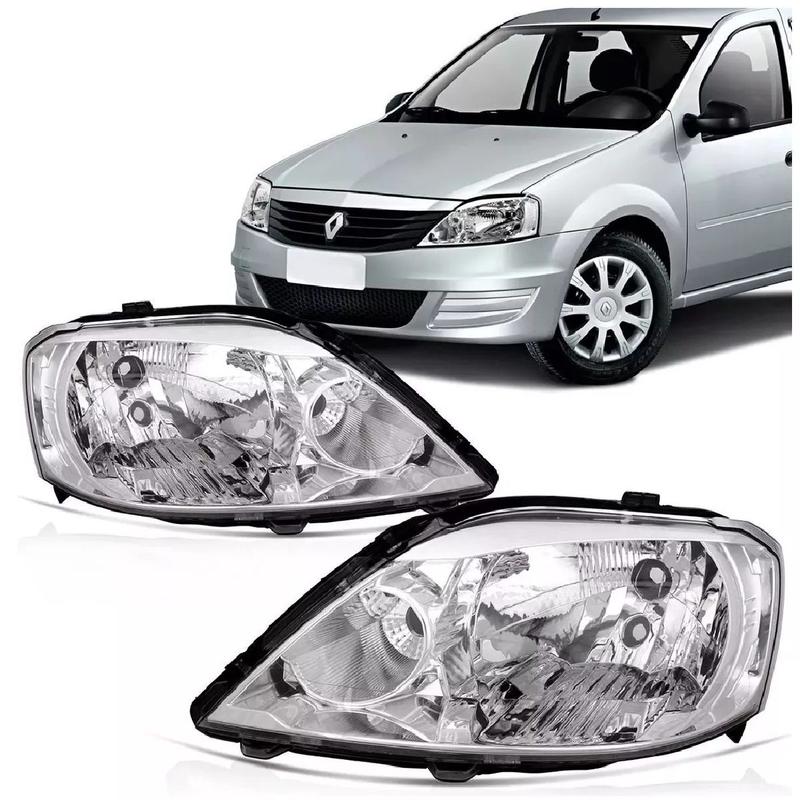 Par Farol Renault Logan Hatch/Sedan 2010 2011 2012 2013 Máscara Cromada ...