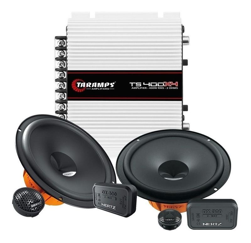 Par Kit 2 Vias 6 Hertz DSK 165.3 160 Watts Rms + Módulo Amplificador Taramps TS400x4 - Kit de ...