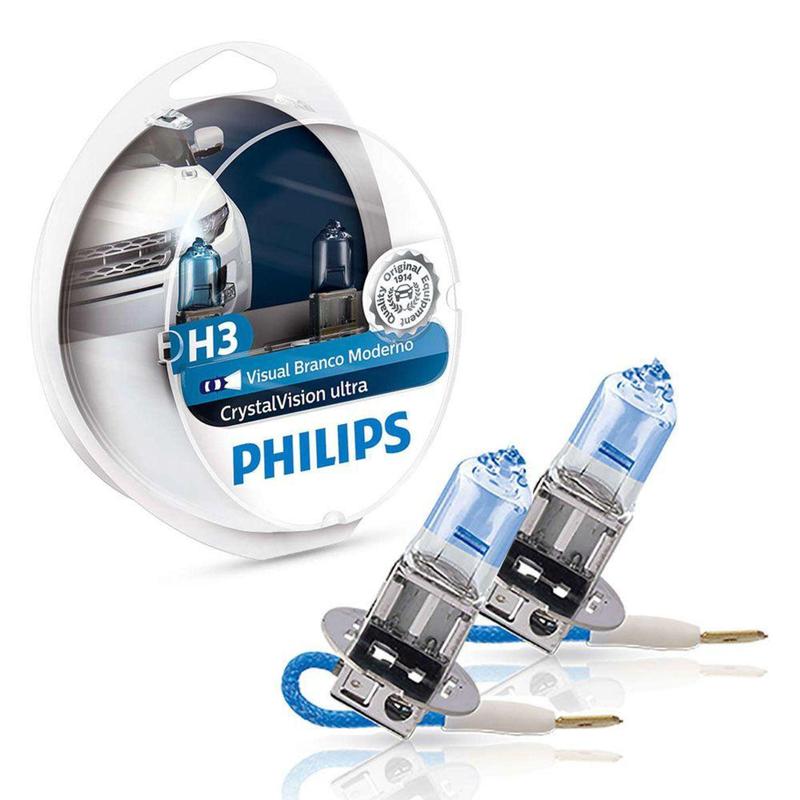 Par Lâmpada H3 Super Branca Philips Crystal Vision Ultra - Lâmpada ...