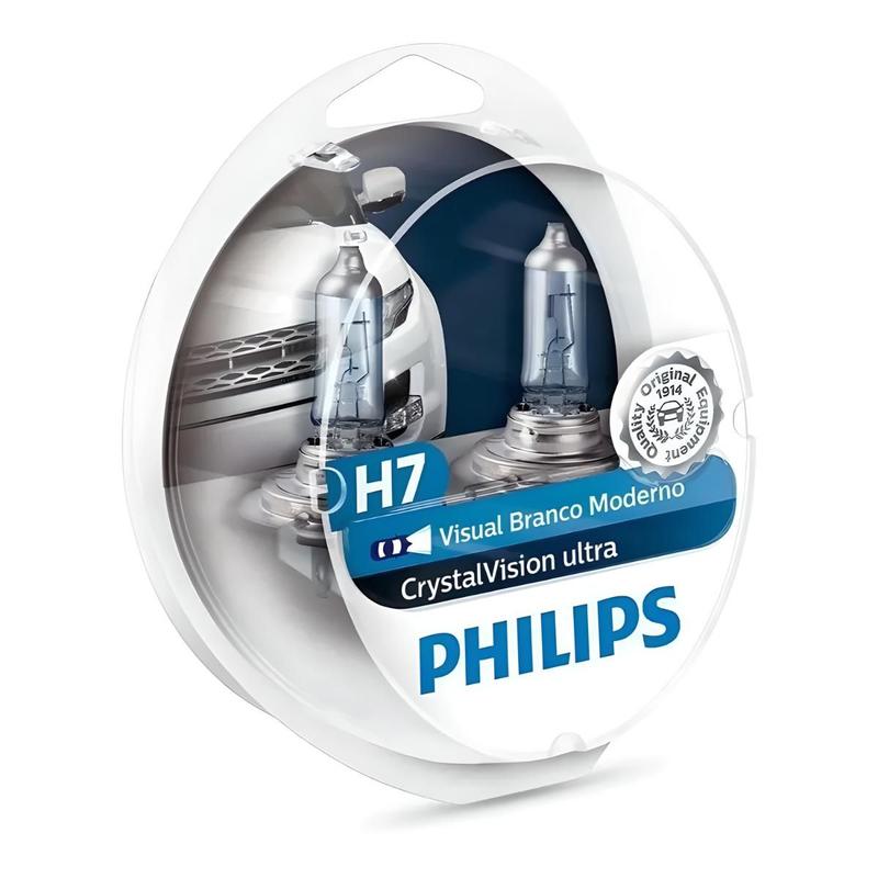 Par Lâmpada Philips Crystal Vision Ultra H7 4100k 55w +Pingo - Lâmpada ...