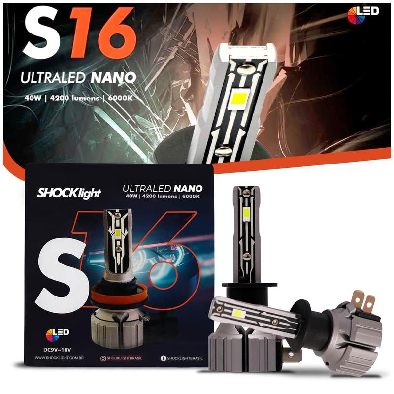 Par Lâmpada Ultraled S16 H1 H3 H4 H7 H8 H9 H11 H16-2 H27 Hb3 Hb4 LED ...