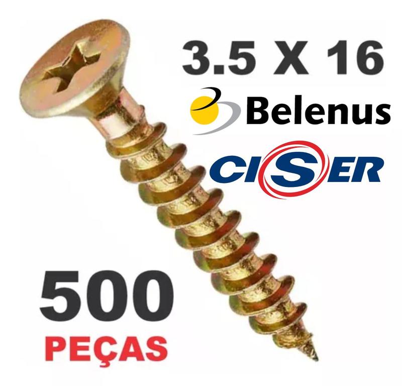 Parafuso Chipboard Phillips P/ Madeira 3.5x16 Caixa 500 Pçs - BELENUS ...