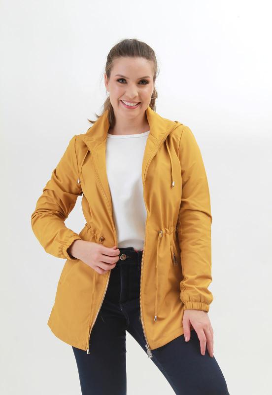 Parka Impermeavel Com Capuz E Botões - NKSL - Casaco Feminino ...