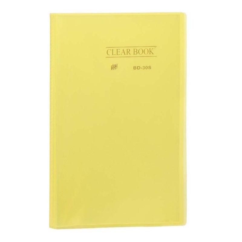 Pasta catálogo transparente - amarelo - BD30S/AM - com 30 plásticos ...