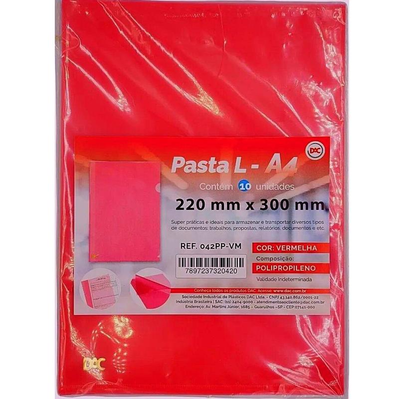 Pasta L Cores A4 Para Guardar Papeis - Pacote 10 Und. - Dac - Pasta L ...
