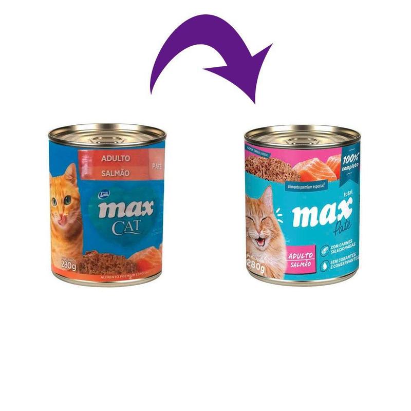Patê Total Max Salmão para Gatos Adultos - 280 g - Max Cat - Ração Seca ...