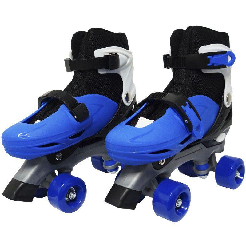 Patins Infantil Clássico Quad 4 Rodas Roller de Rua Masculino Azul ...