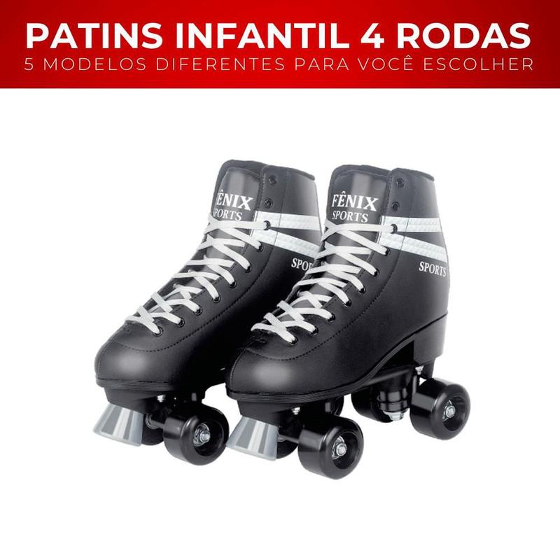 Patins Infantil Quad Roller Glitter 4 Rodas Ajustável 5 Cor - Fenix ...