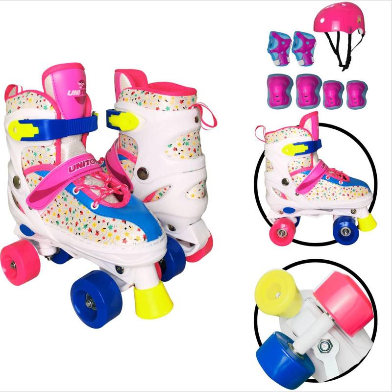 Patins Infantil Roller 4 rodas Com Kit proteção 35 Ao 38 - UNITOYS ...