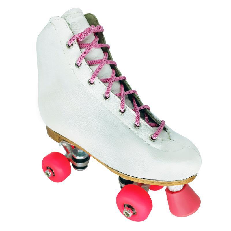 Patins Iniciante Quad 4 Rodas Trad. Branco e Roda Rosa - Patins.com.br ...