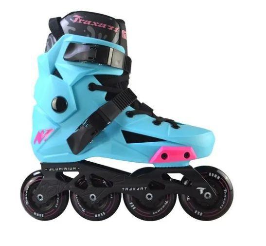 Patins Inline Feminino Freestyle Urban Traxart Revolt Azul 80MM ABEC 9 ...