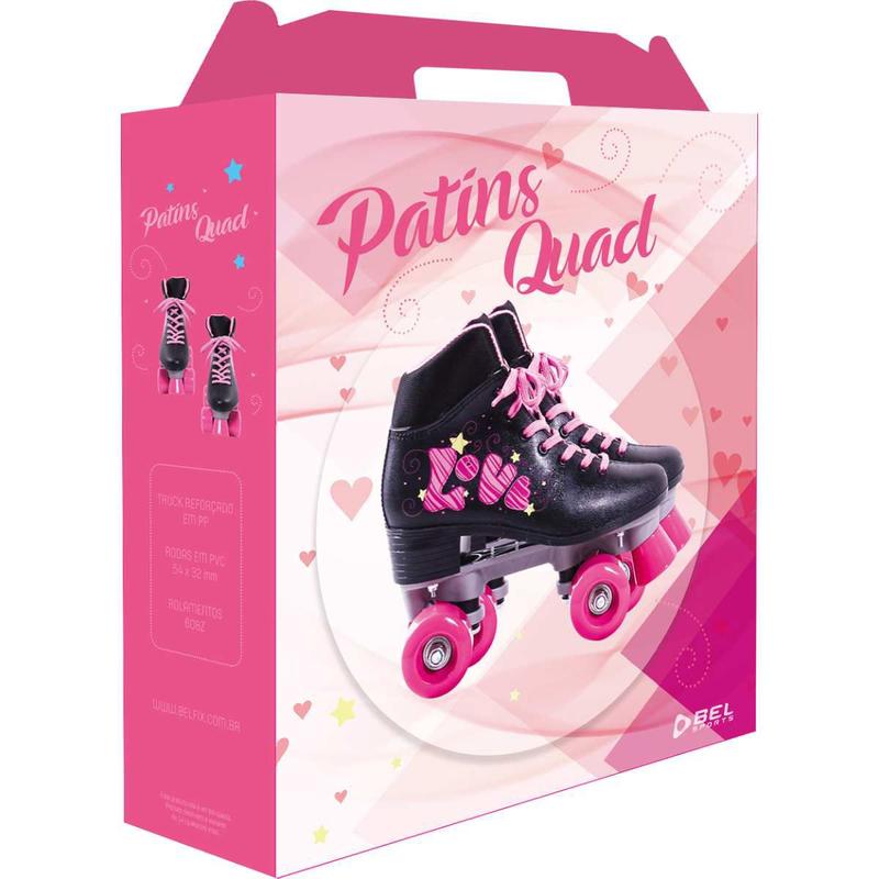 Patins Quad Love 4 Rodas N.35 Preto - Taiwan Collection - Patins 4 ...