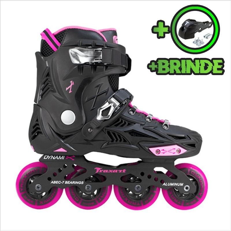 Patins Traxart Freestyle Dynamix Rose + Freio - Patins 4 Rodas ...