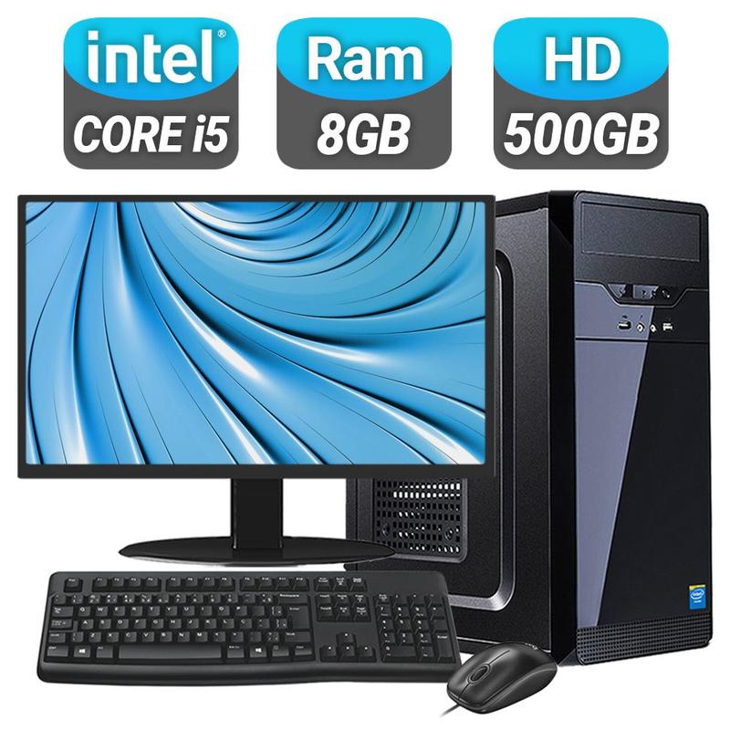 Pc Computador Completo Intel Core i5 8GB HD 500GB Monitor 15 Windows 10 ...