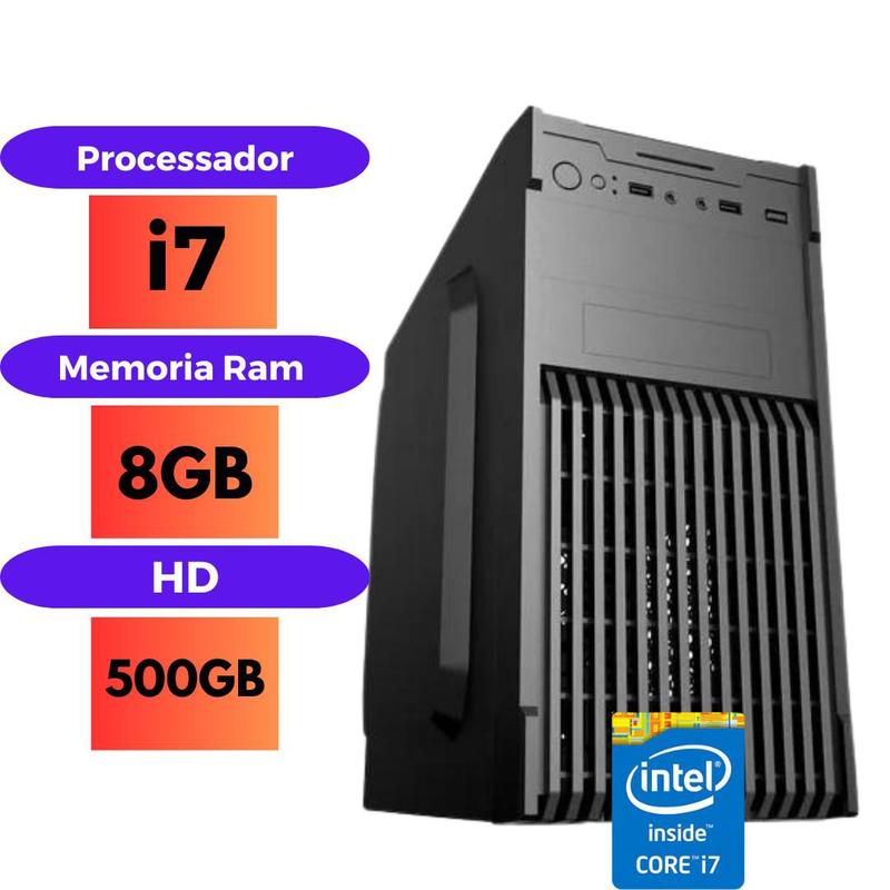 PC Computador Cpu Intel Core I7 HD500 GB 8GB Memória Ram - Desktop CPU ...