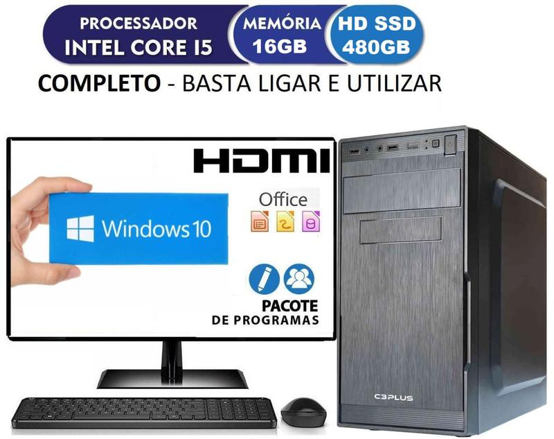 PC CPU Completo , Intel Core I5, 16GB De Memória Ram, SSD 480GB ...