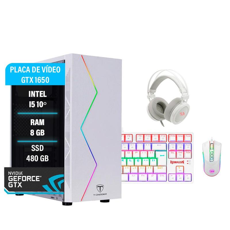 PC Gamer Branco i5 10º GTX 1650 8GB DDR4 SSD 480GB + Kit Gamer - AMORIM ...