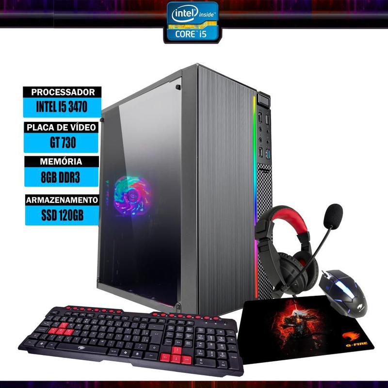 Pc Gamer com kit G-Fire HTG-790 Intel Core I5 3470 8Gb (GT 730 2GB) SSD ...