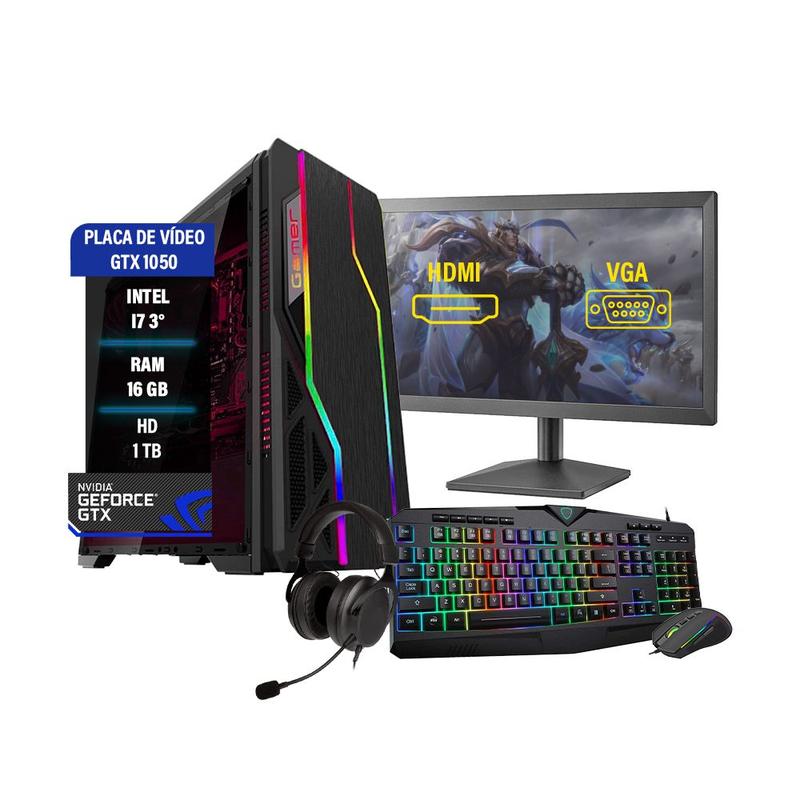 Pc Gamer Completo Bravus i7 GTX 1050 2GB 16GB Hd 1TB SSD 120GB ...