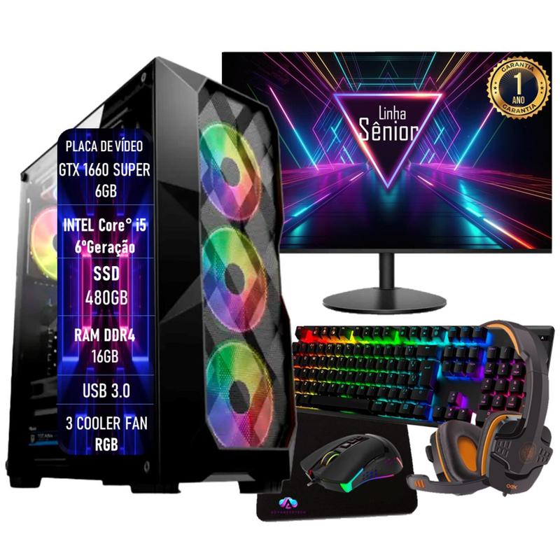 PC Gamer Completo Intel Core i5 6Geração RAM DDR4 16GB SSD 480GB ...
