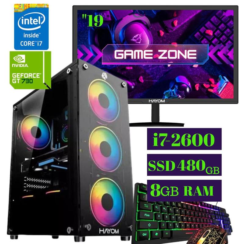 PC Gamer Completo Intel Core i7 8GB RAM SSD 480GB Placa de Video 4GB ...