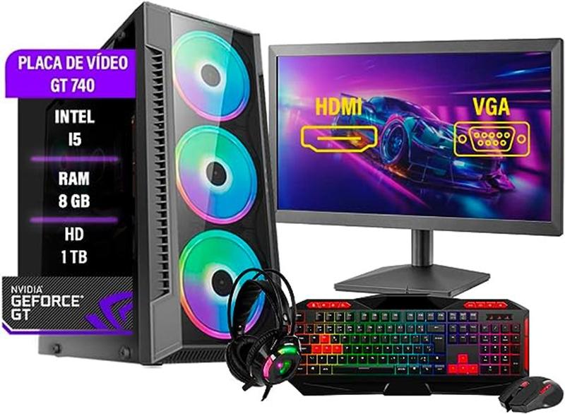Pc gamer Desktop CPU Intel Core i5 /8GB Ram/ SSD120/HD 1.0 /Tela 19 Com ...