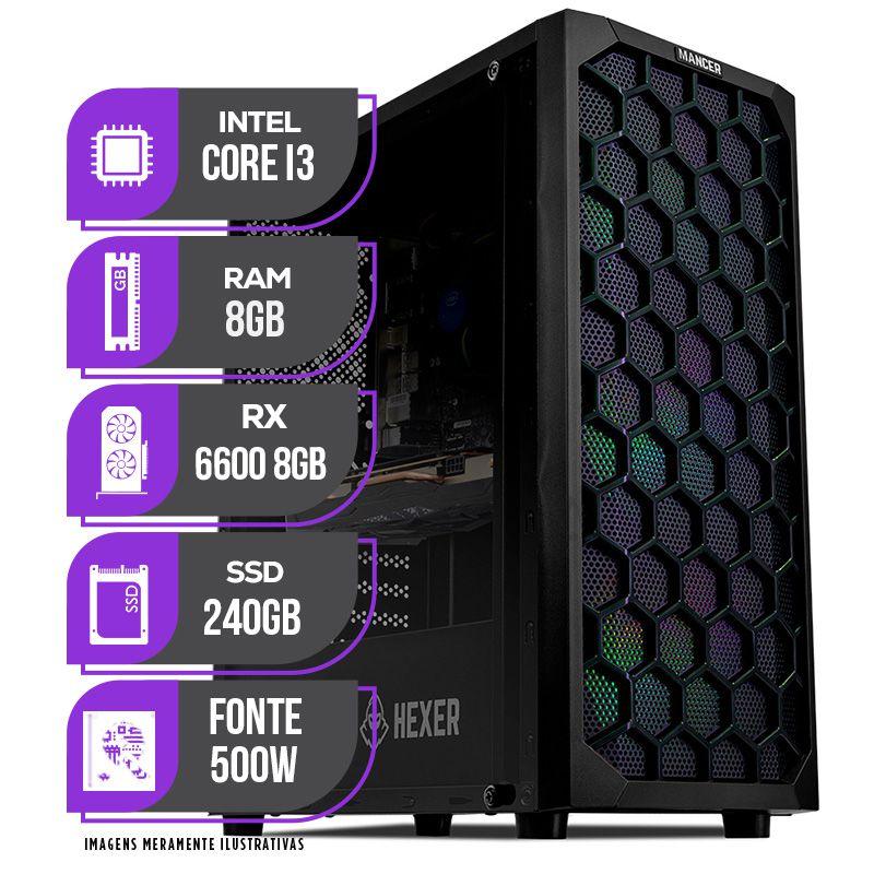 PC Gamer Mancer, Intel i3-10100F, RX 6600 8GB, 8GB DDR4, SSD 240GB ...