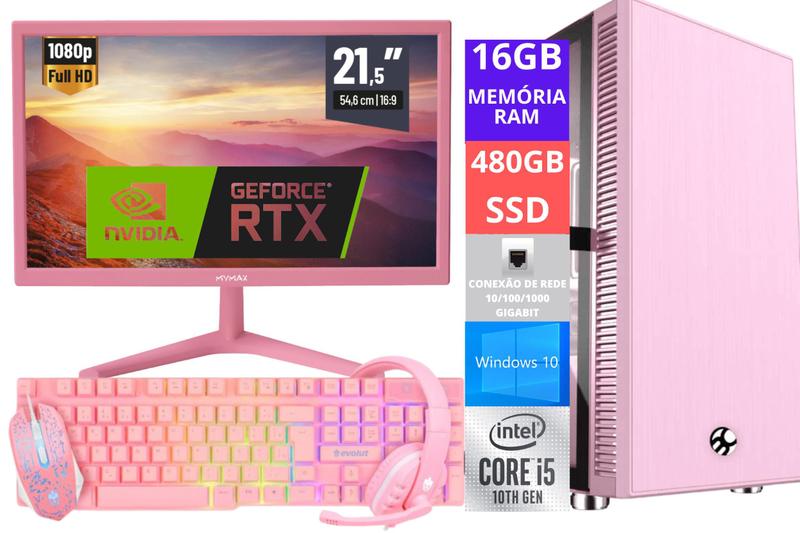 PC Gamer Rosa Completo Intel Core I5 10400F 16 GB 480GB RTX 3050 8 GB ...