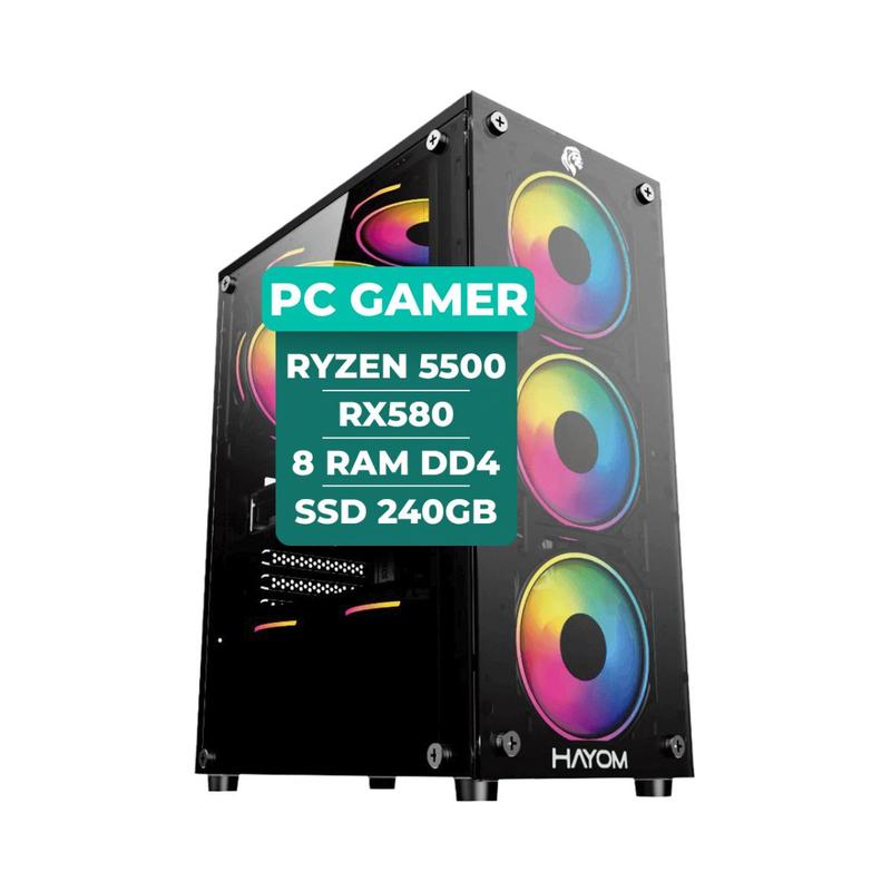 PC Gamer Ryzen 5 5500 RX 580 8gb RGB Ssd 240gb 500W - Computador Gamer ...