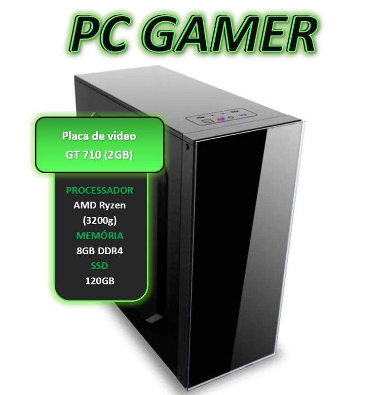 PC Gamer Ultra gaming AMD Ryzen (3200g), 8gb, GT 710 (2gb), SSD 120gb ...