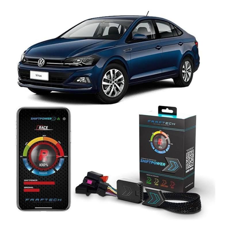 Pedal Shiftpower 4.0+ Volkswagen Virtus 2018 até 2023 Chip Módulo Acelerador FT-SP18+ Bluetooth ...