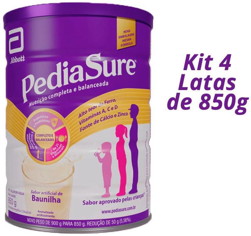 Pediasure 850G Baunilha Suplemento Nutricional Infantil 4un - Abbott ...
