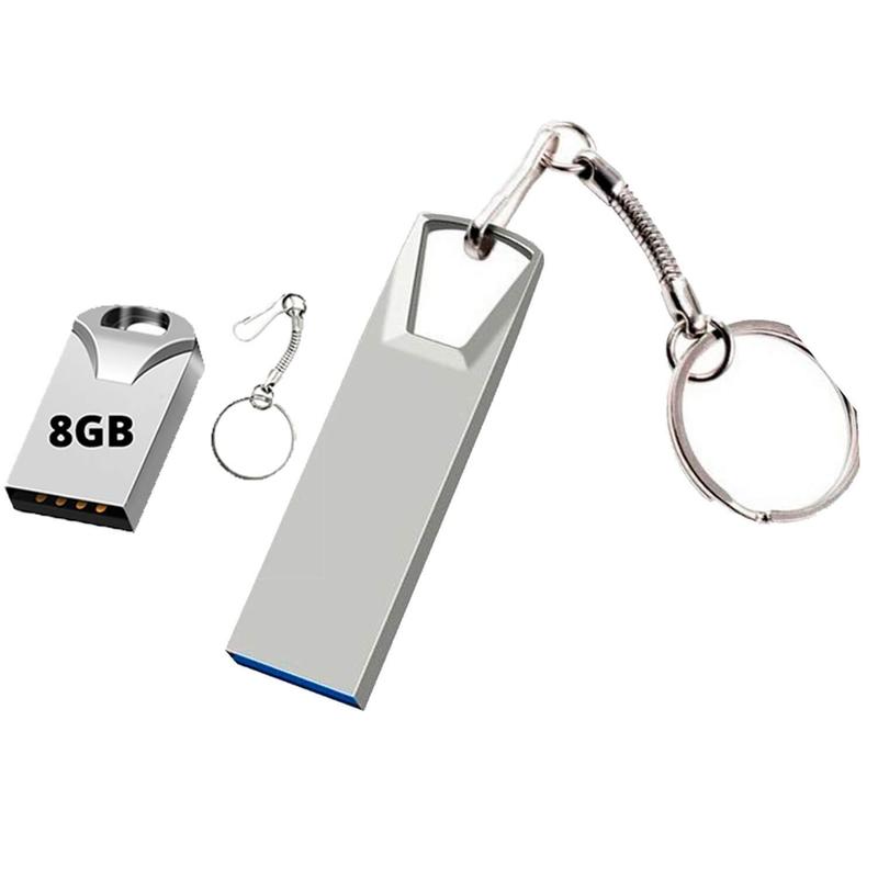 Pen Drive 16Gb E Mini Pendrive 8Gb Metalico Usb 2.0 Prata Para Computador Notebook Som Trabalho ...